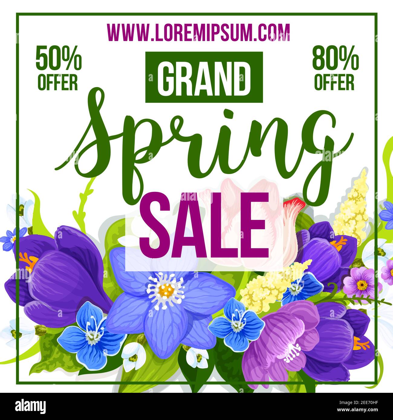 Spring Sale poster template for shop or store percent discount promo ...