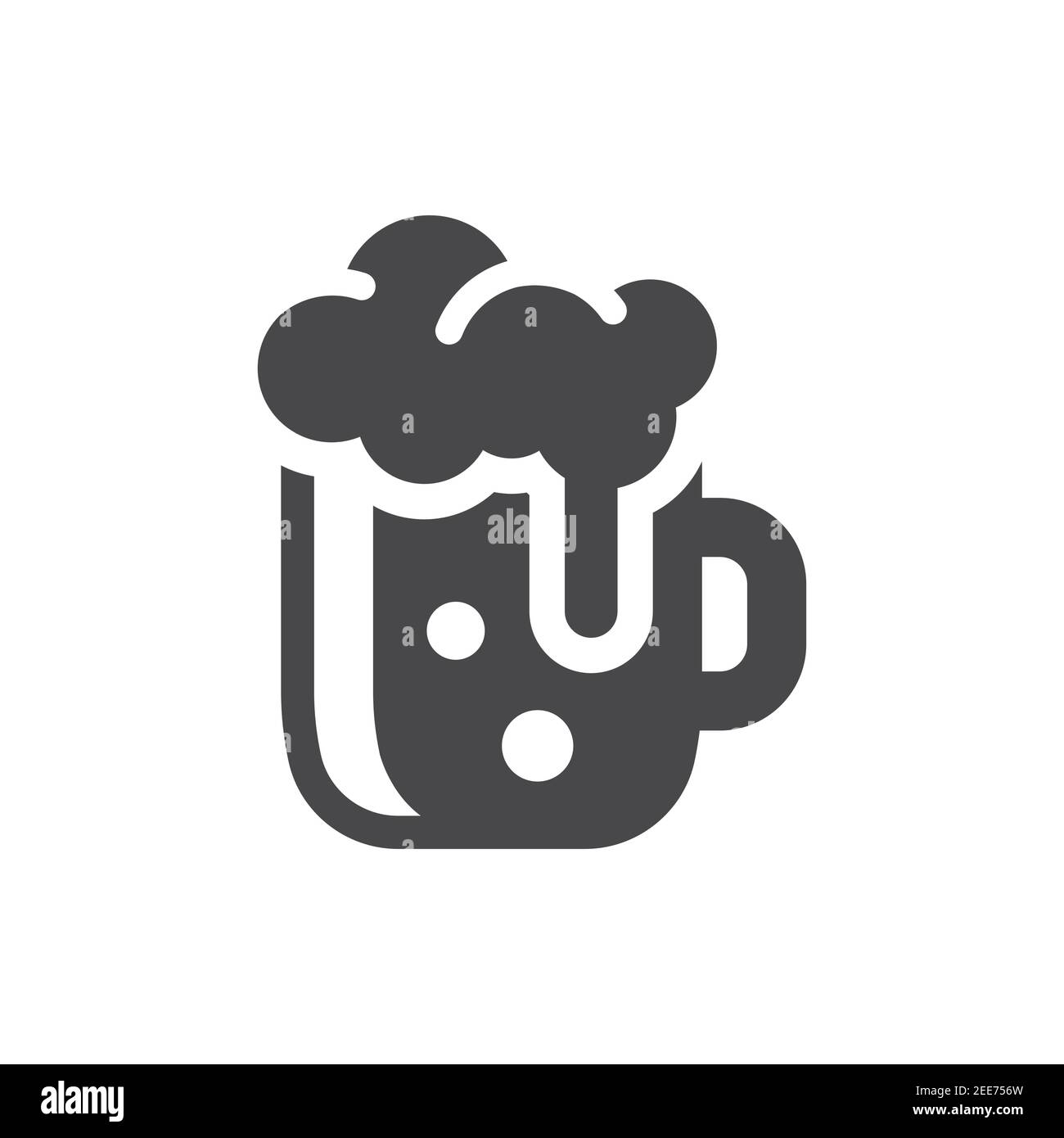 Beer mug black vector icon. Beer glass with foam and bubbles symbol ...