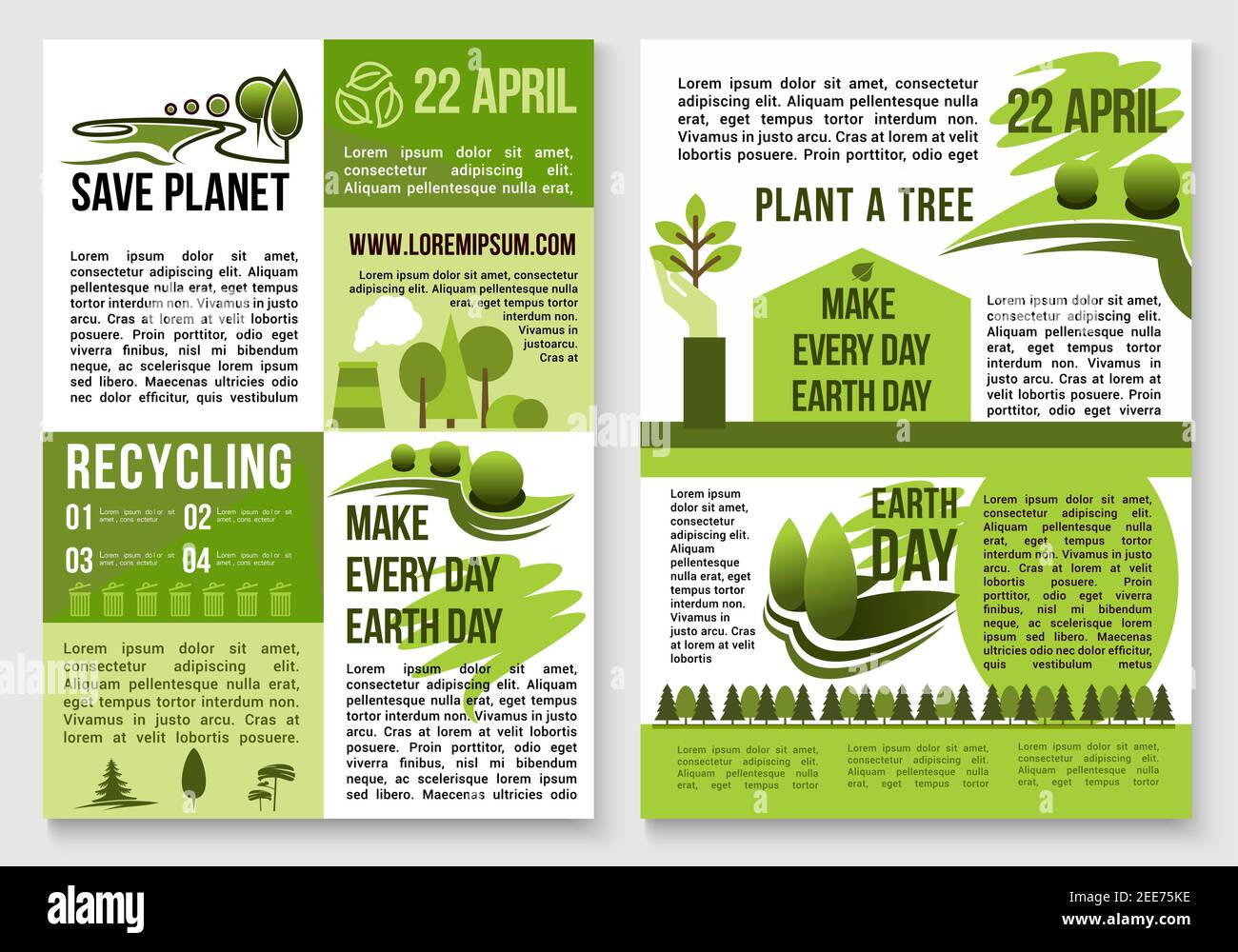 Save Earth posters design on recycling and environment conservation ...