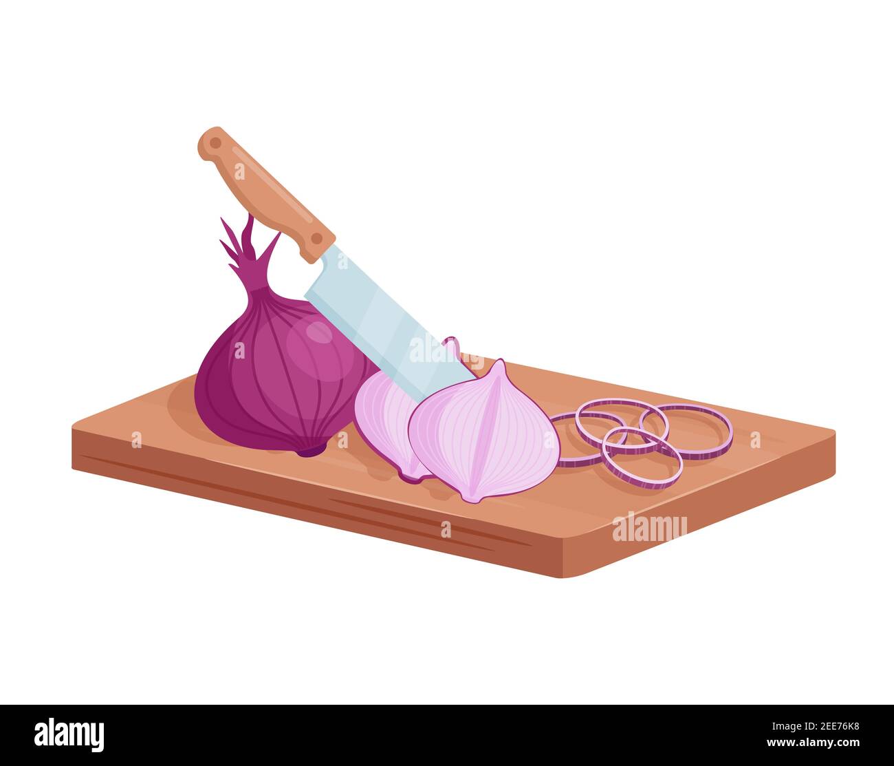 Cut onion with knife Stock Vector Images - Alamy