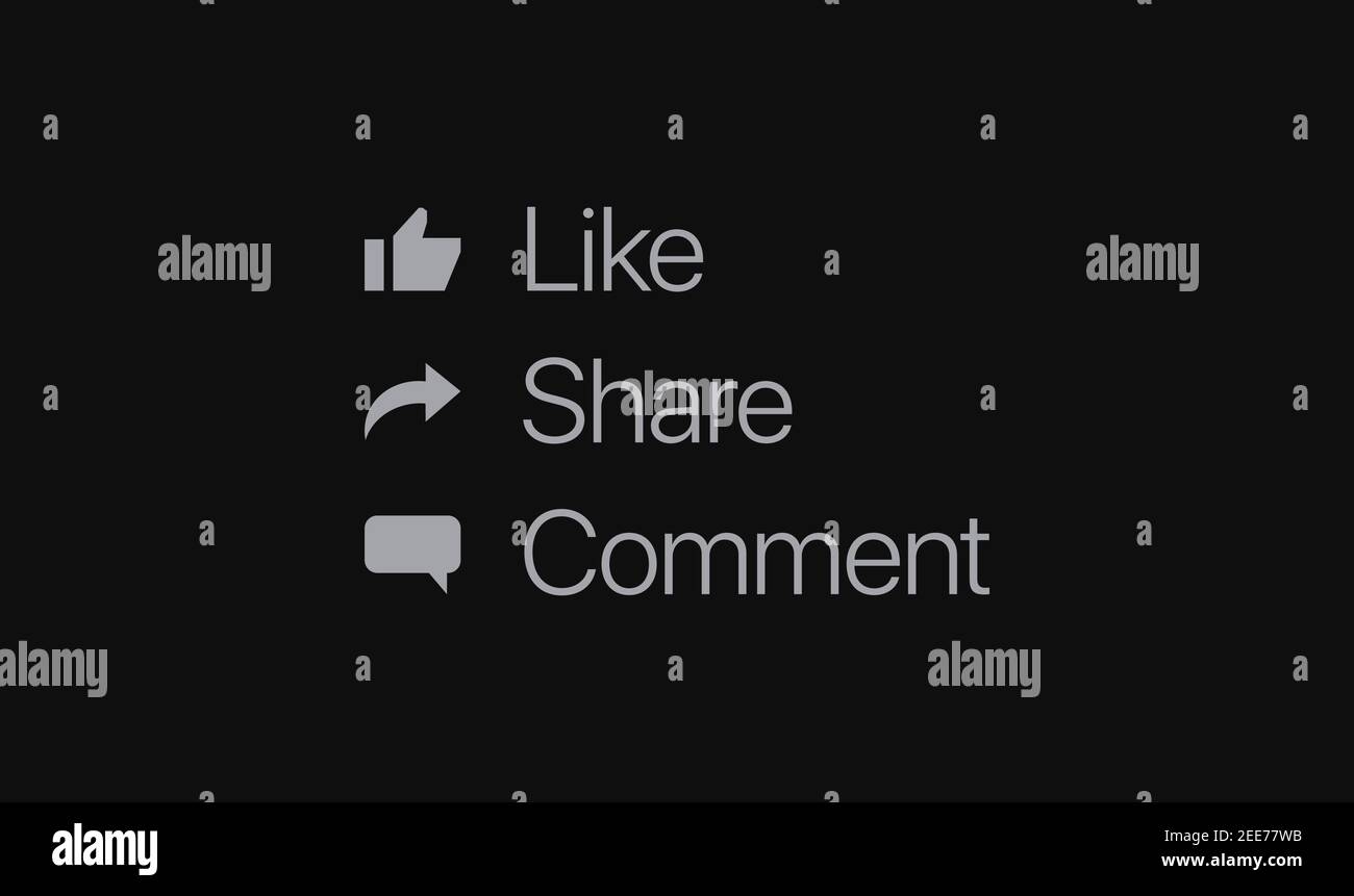 Like, Comment, Share buttons and icons. Social Media elements. Vector ...