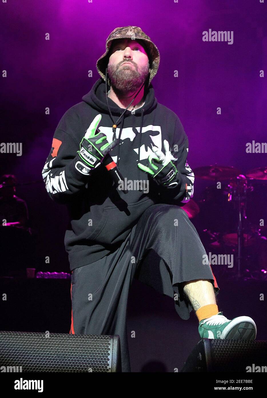 London, UK. 21st February 2014. Fred Durst of Limp Bizkit perform on ...