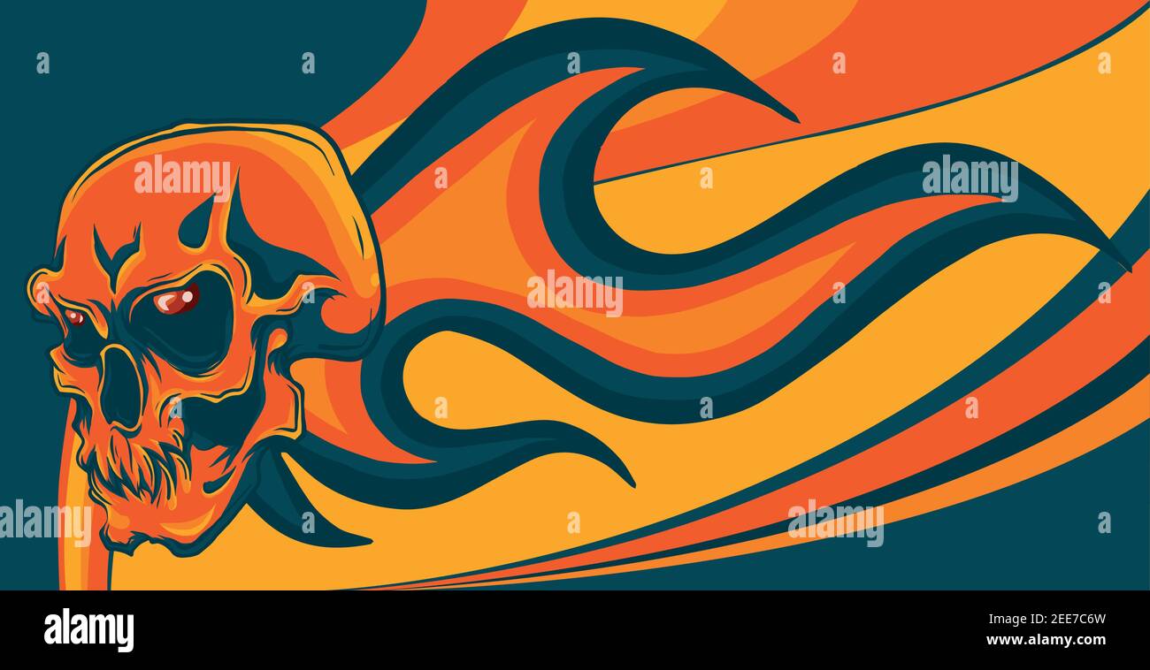 Skull on Fire with Flames vector Illustration Stock Vector Image & Art ...