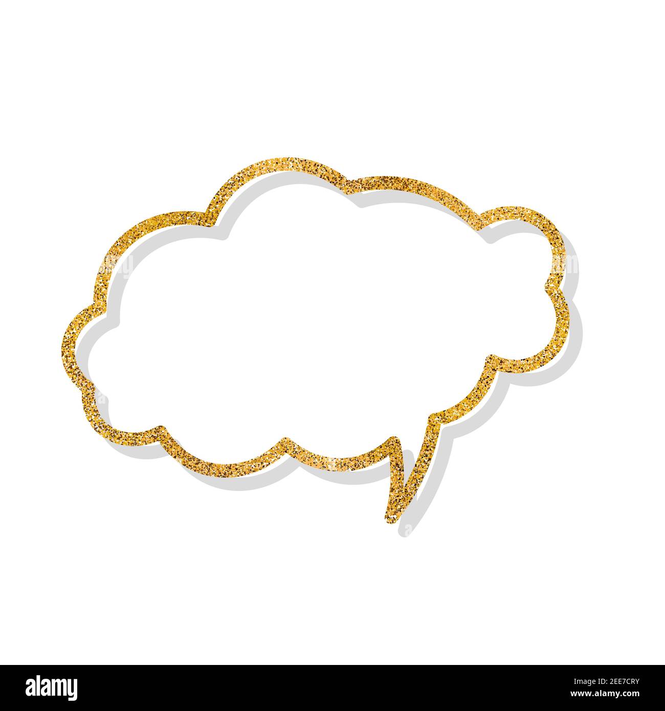 Vector speech bubble with golden glitter effect. Isolated glowing gold ...