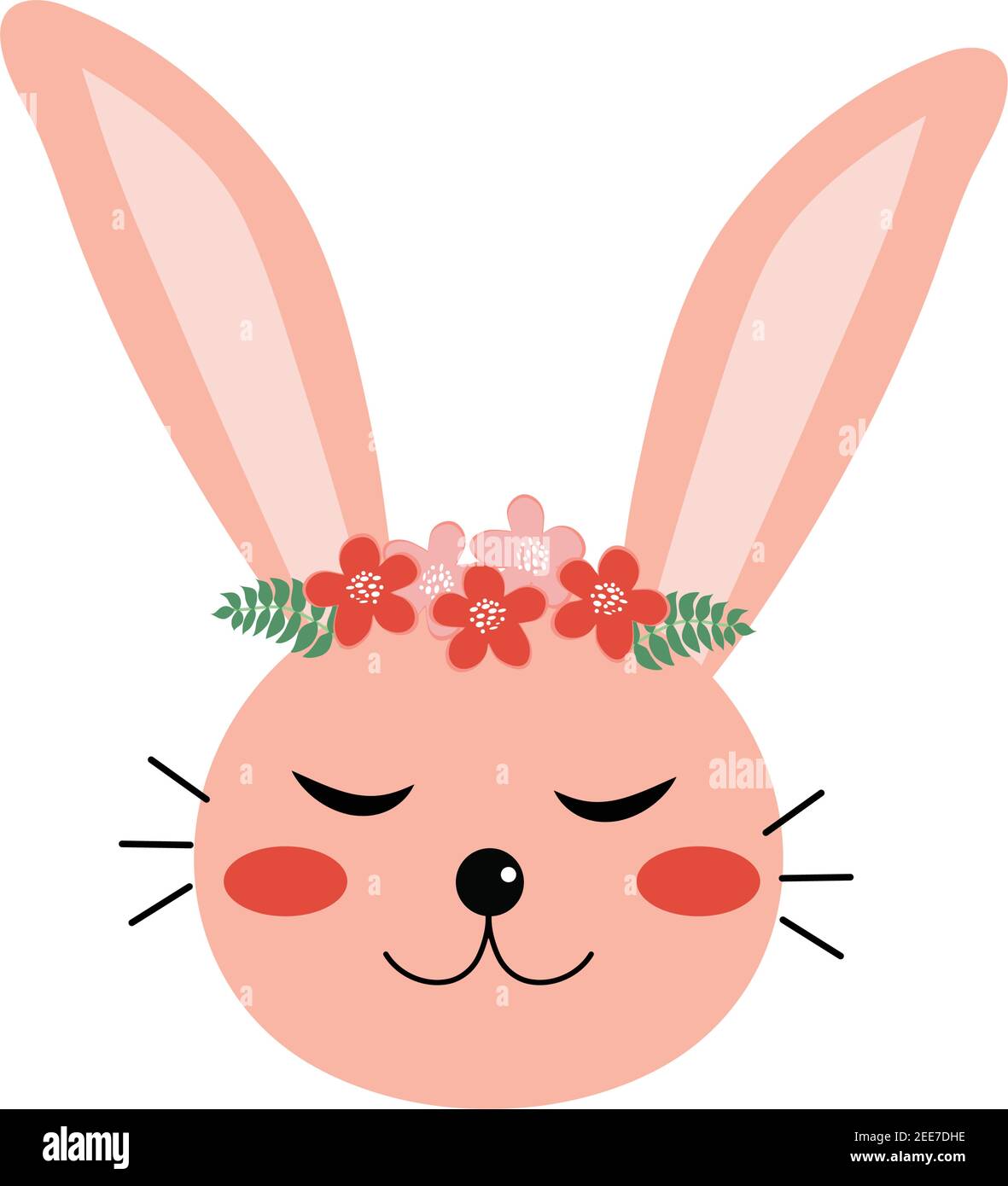 Happy Easter Bunny Vector Illustration Cute Rabbit Cartoon Character
