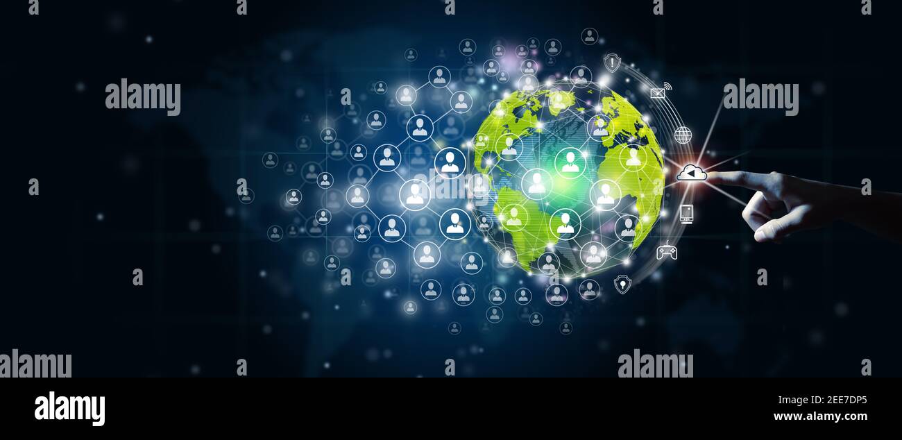 New global business connection concept. Businessman leading the global ...