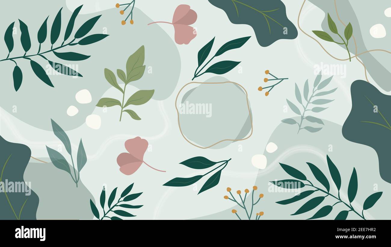 Floral Abstract Shapes Background. Minimal and natural Hand Drown ...