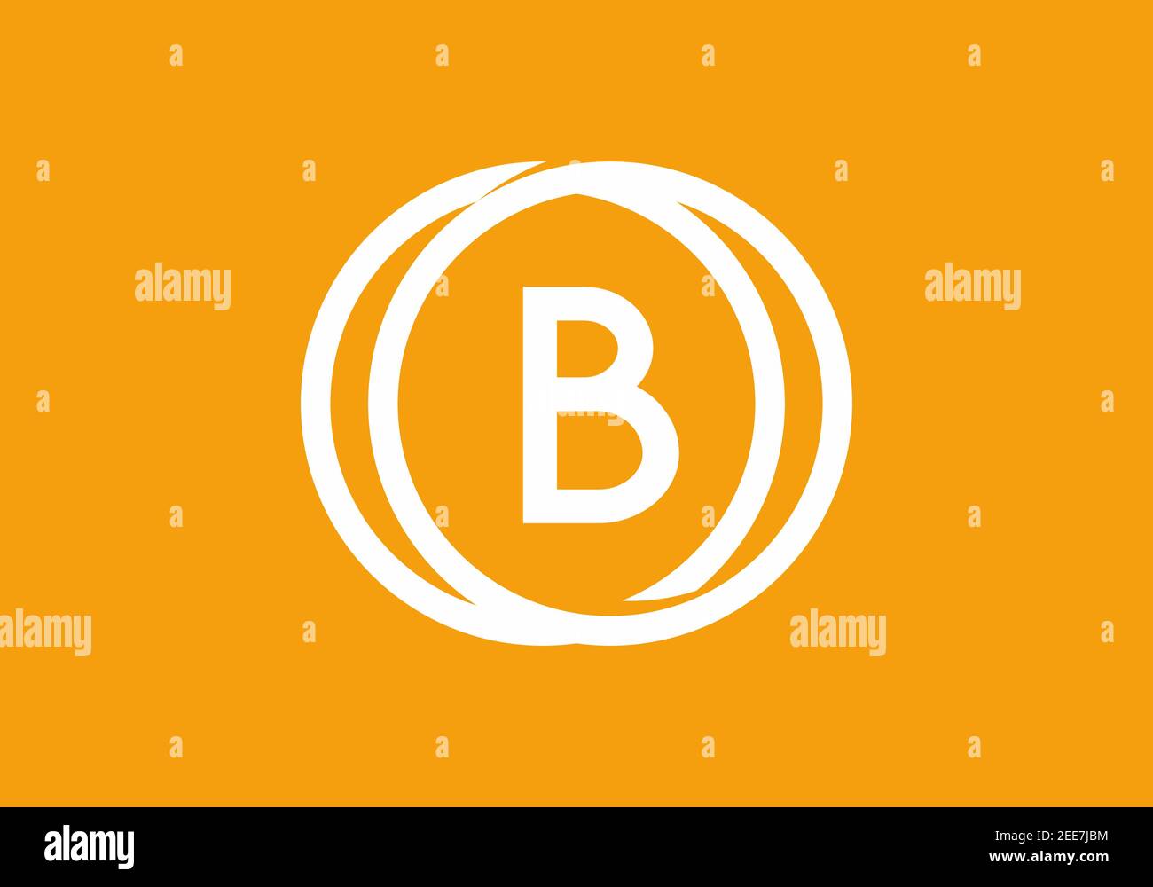 White orange B initial letter in circle frame design Stock Vector Image ...