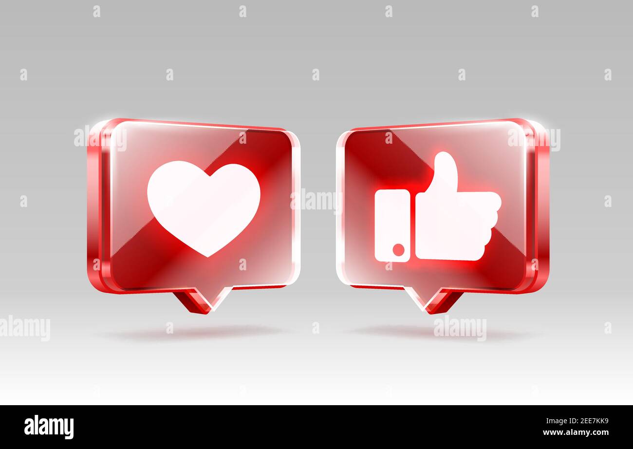 Hand and heart like neon icon, sign follower 3d banner, best post ...