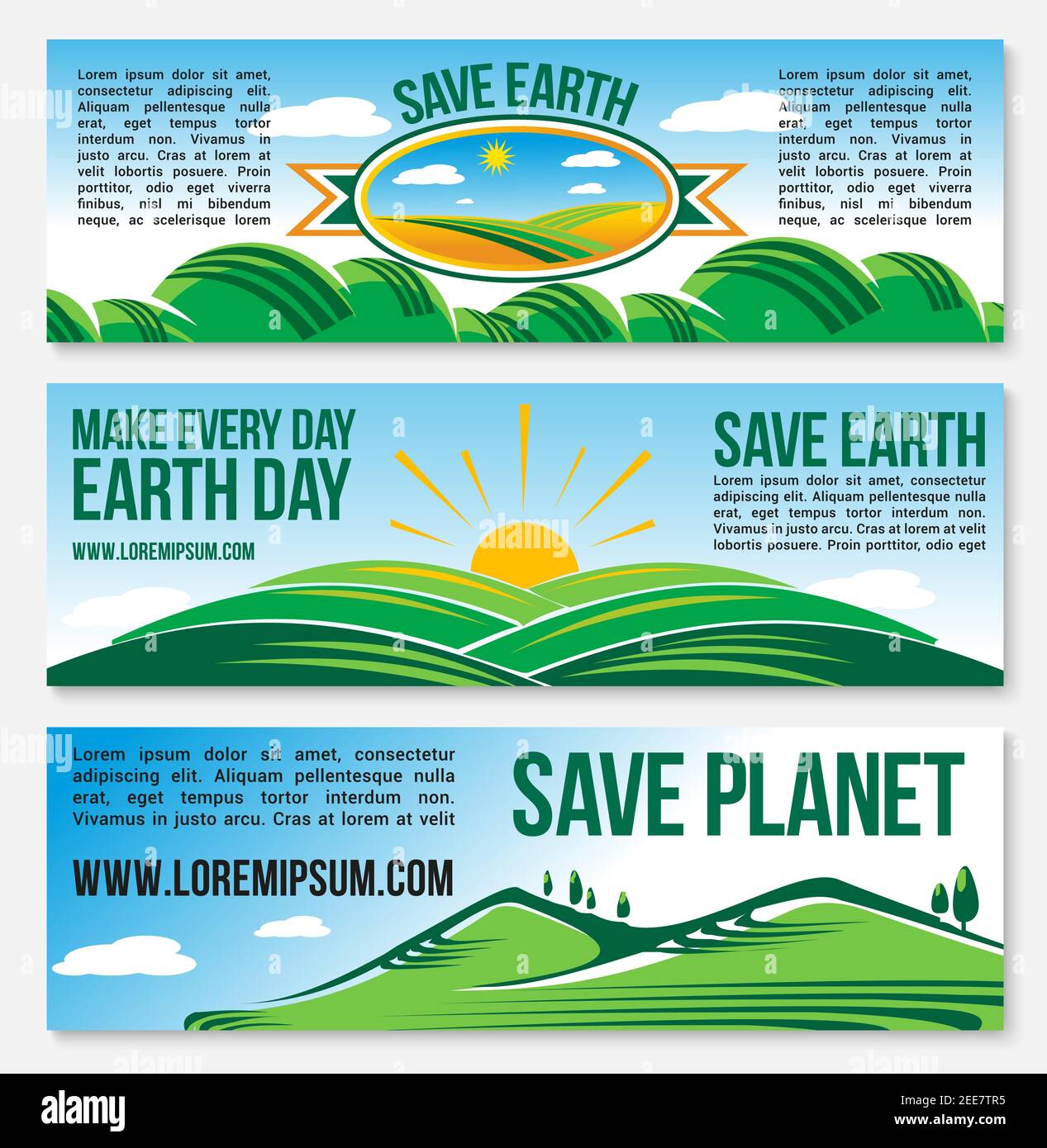 Save Planet and Earth Day banners for 22 April green environmental ...