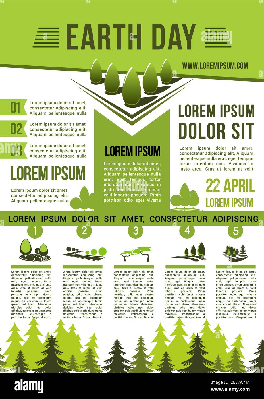 Earth Day poster on trees planting and forest nature conservation ...