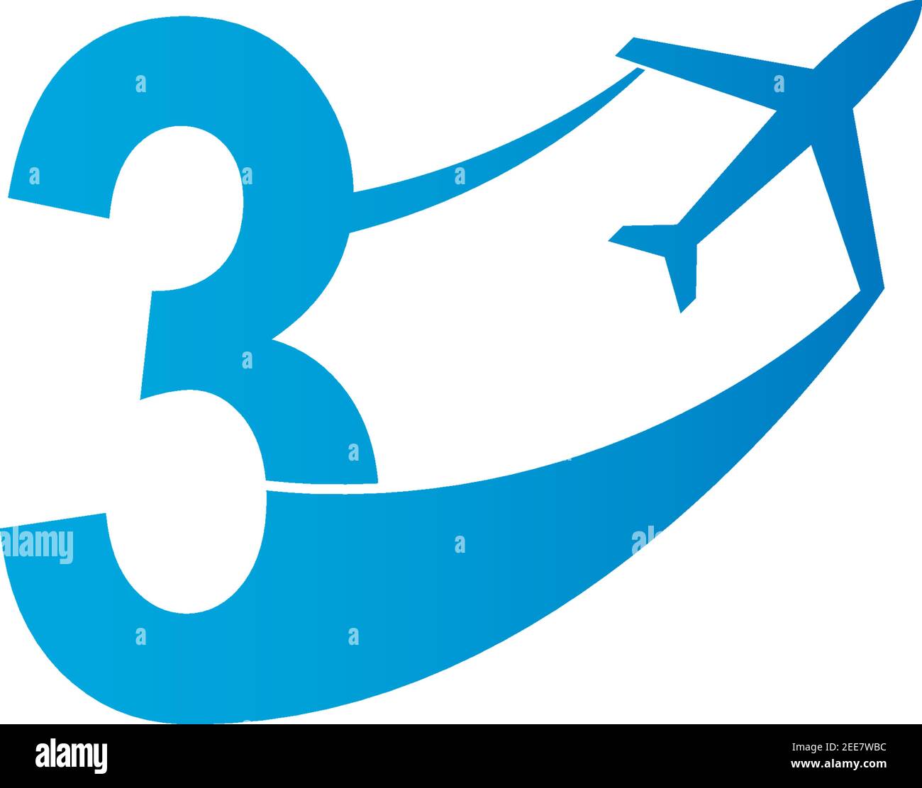 Number 3 with plane logo icon design vector illustration template Stock ...