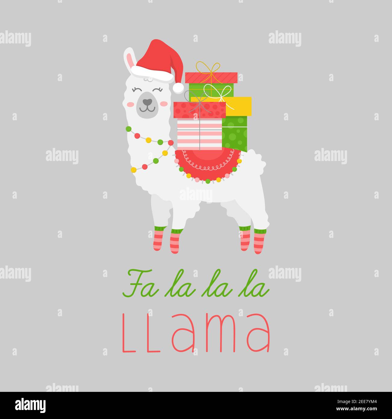Christmas llama vector illustration. Festive, seasonal, holiday cute ...