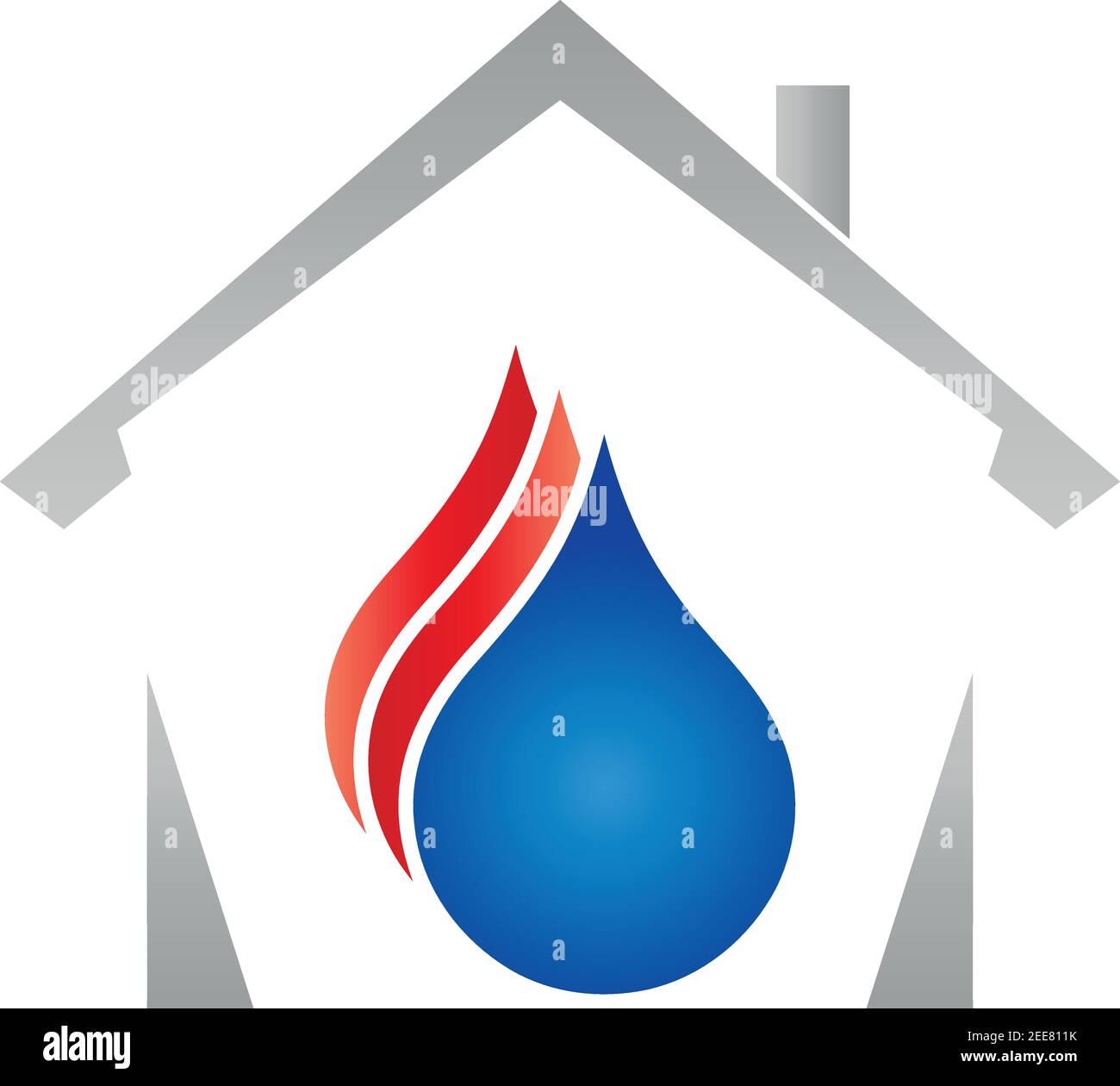 House, water and flame, fitter, plumber, logo, icon Stock Vector Image ...