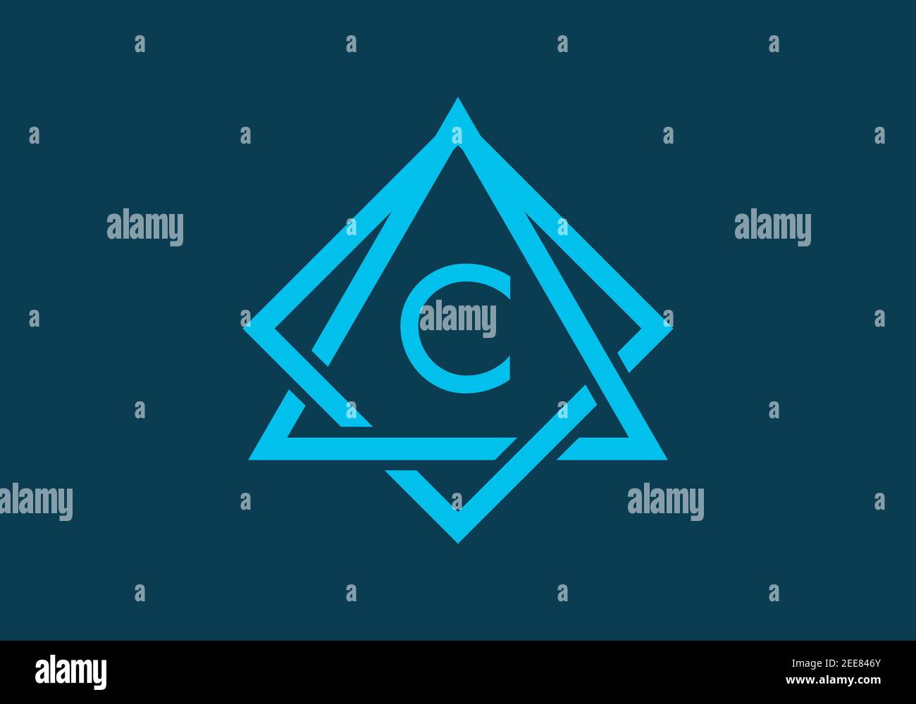 Blue C initial C letter in square triangle frame design Stock Vector ...