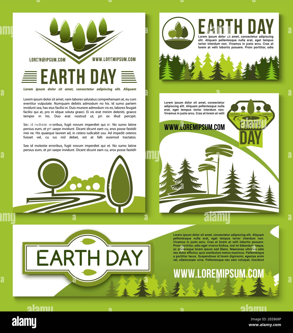 Earth Day posters and banners. Green nature and planet environment ...