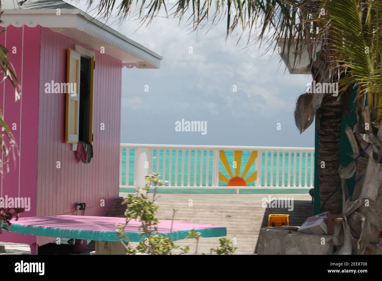 pink beach front cottage Stock Photo - Alamy