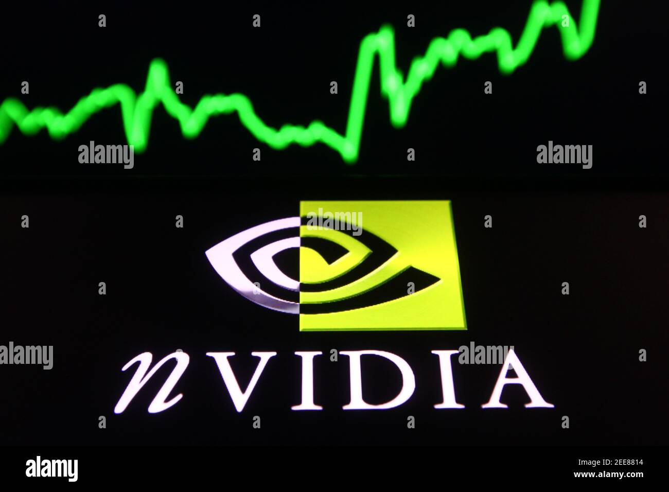 In this photo illustration, Nvidia logo is seen displayed on a ...