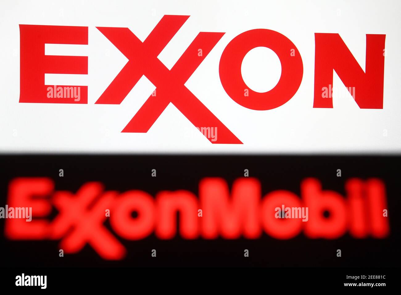 In this photo illustration, Exxon Mobile logo is seen displayed on a ...