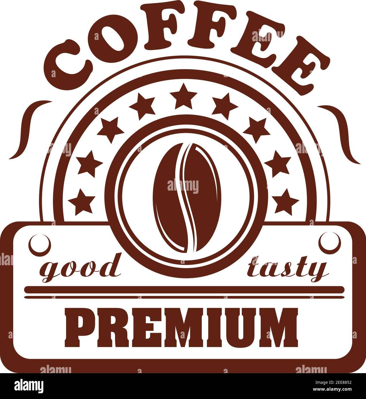 Coffee vector icon for premium product, cafe or cafeteria label design ...