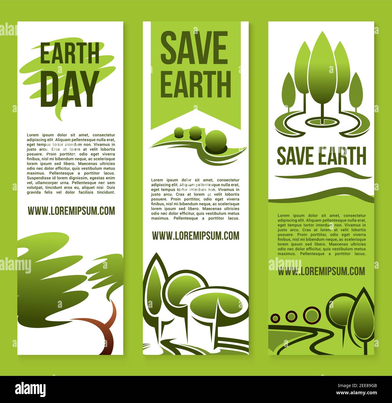 Save Earth banners design of green nature environment and forest trees ...