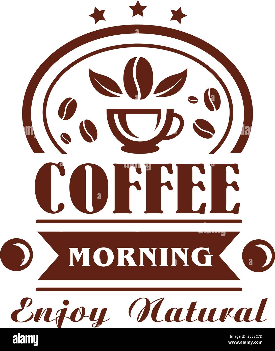 Coffee cup and beans vector icon for premium product, cafe or cafeteria ...