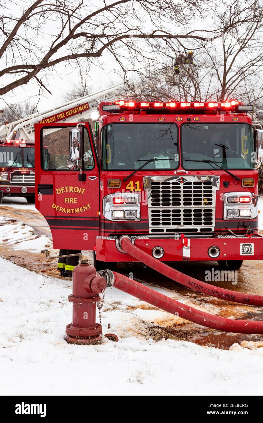 Fire Engine, Company 41, and Tower Ladder 7, fire, Detroit, Michigan ...
