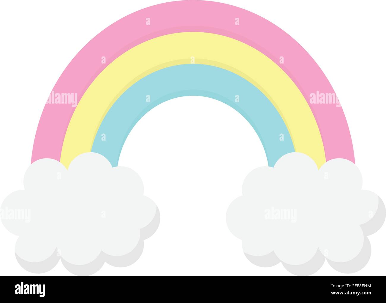 Cute rainbow vector illustration graphic icon. Rainbow with clouds ...