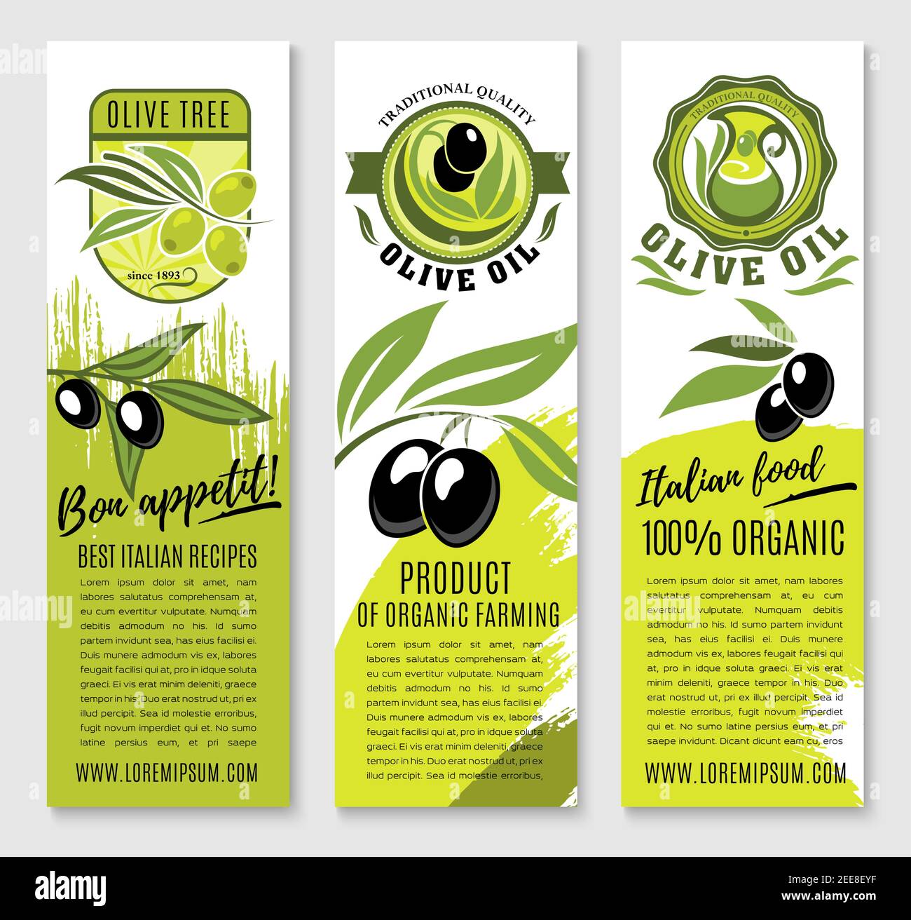 Olive oil product and Italian olives banners for extra virgin cooking ...