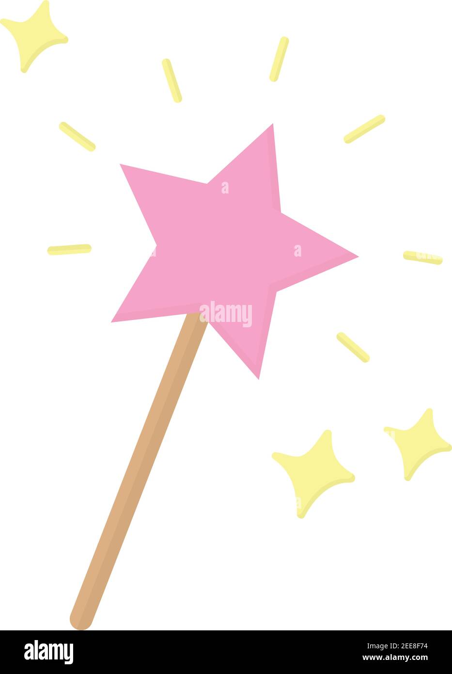 Pink star shaped magic wand with shiny sparkles. Magical wand, stick ...