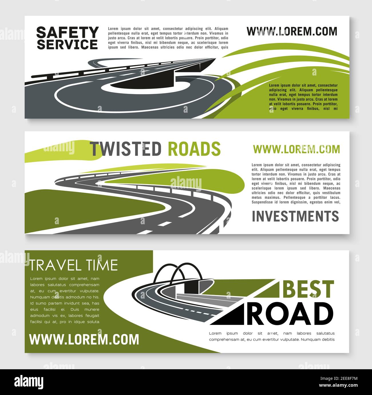 Road safety building or travel time vector banners set for construction ...