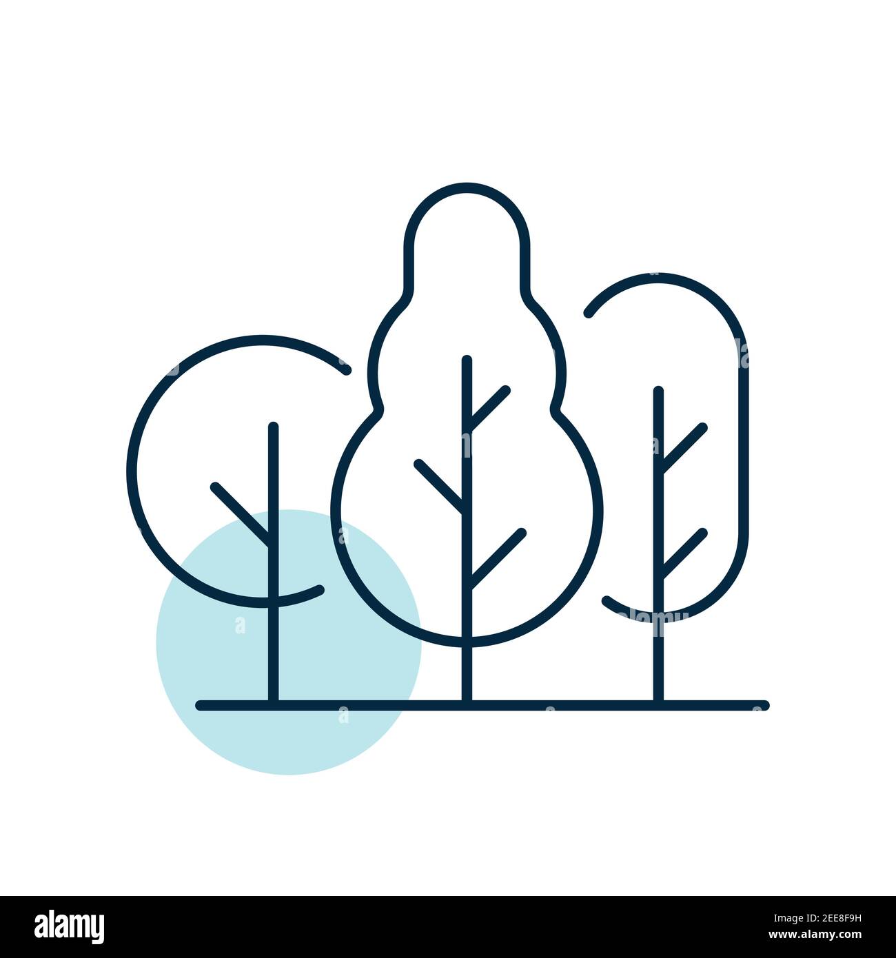 Deciduous forest vector icon. Nature sign. Graph symbol for travel and ...