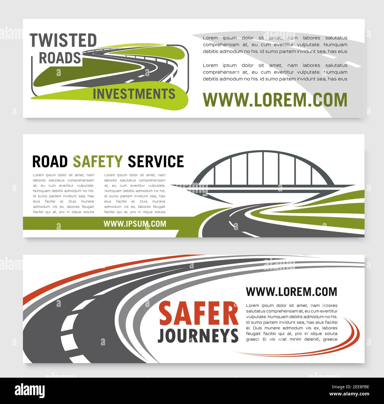 Road safety service banners for construction or development investment ...
