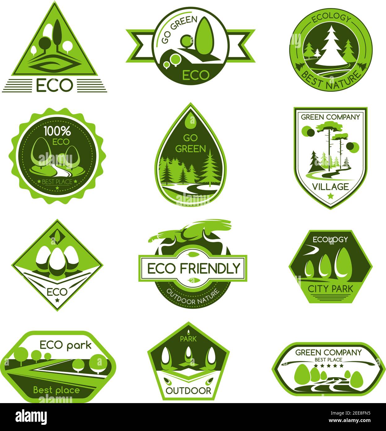 Eco nature and green environment vector icons for ecology and gardening ...