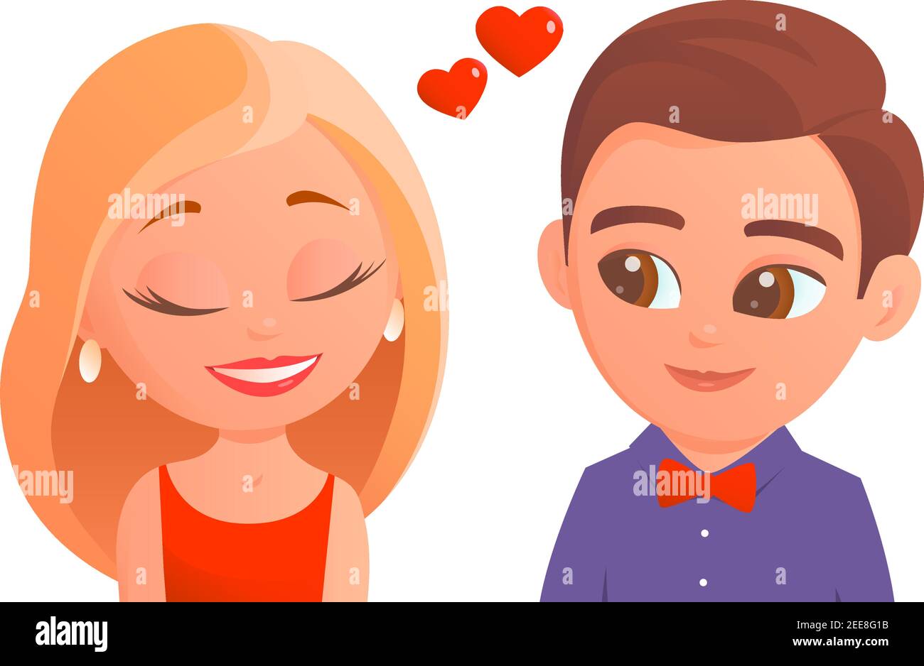 Young cartoon guy and girl on a date. Loving happy couple. Vector ...