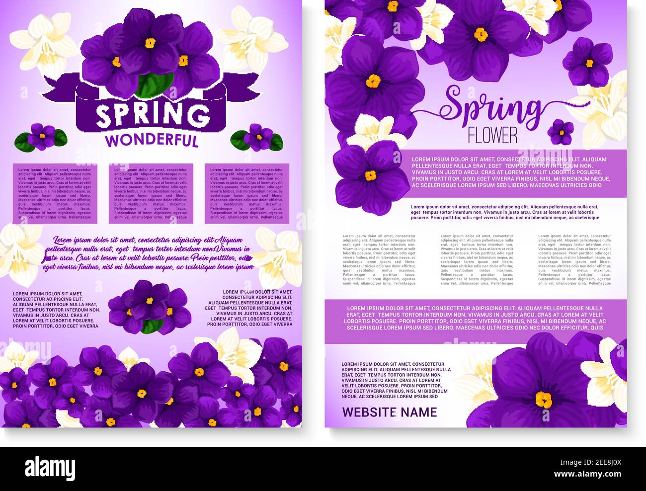 Spring flowers vector posters for springtime holiday greeting design of ...
