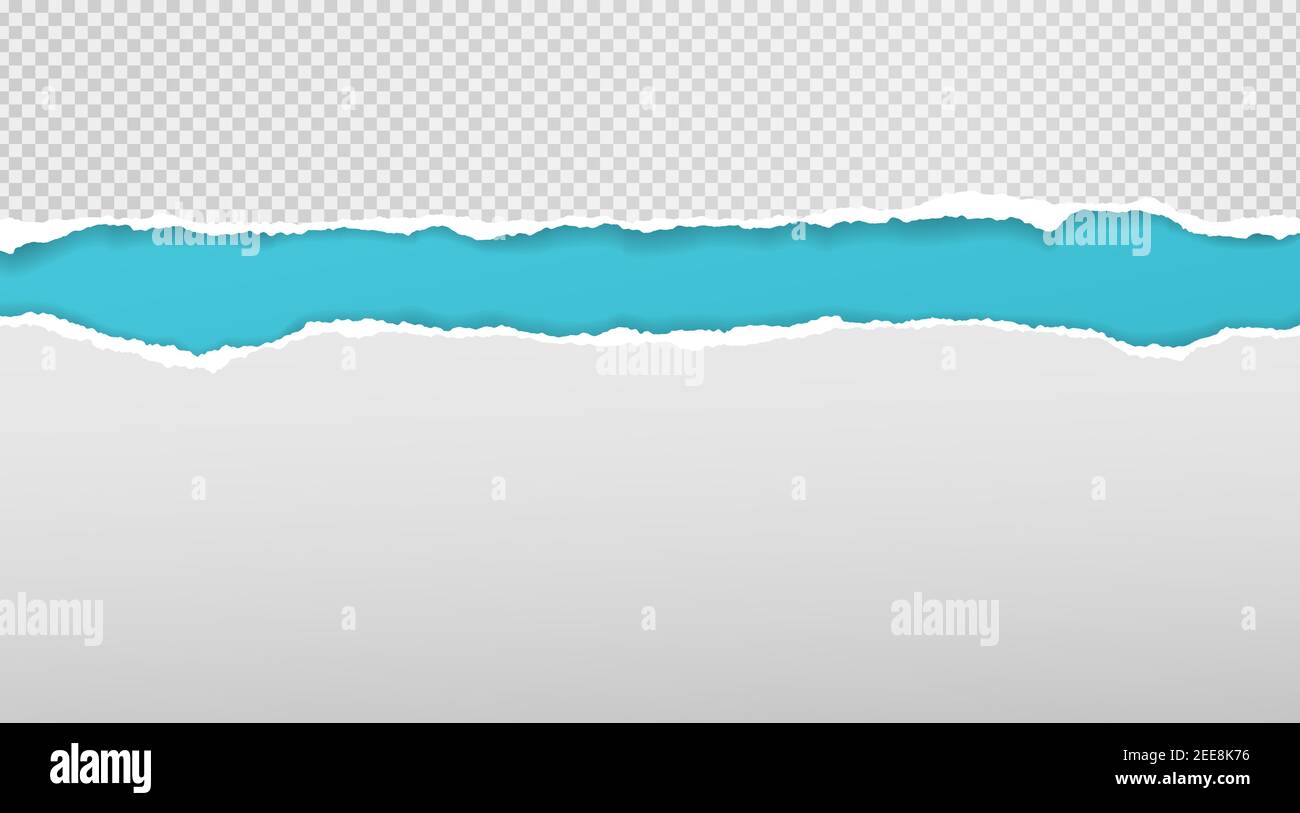 Torn, ripped white and squared paper strips with soft shadow are on ...