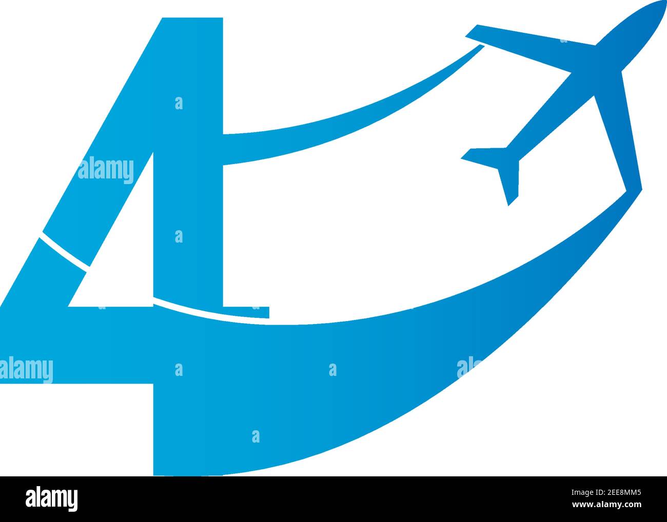 Number 4 with plane logo icon design vector illustration template Stock ...