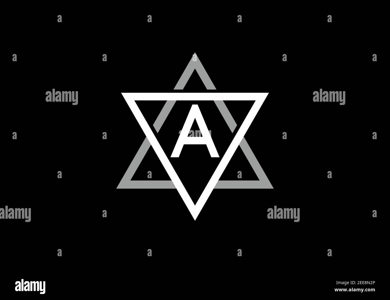 White grey A initial letter in star frame design Stock Vector Image ...