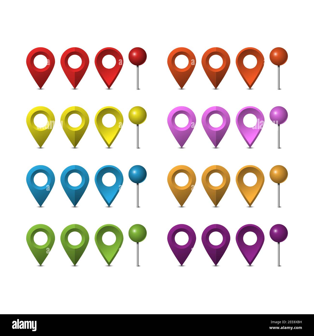 Map pins set isolated on white background, vector illustration Stock ...