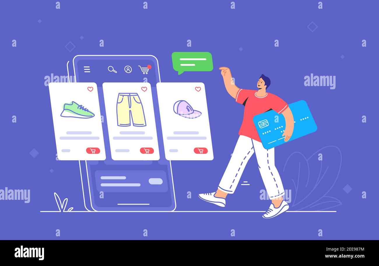 Online store e-commerce mobile app usage by consumer Stock Vector Image ...