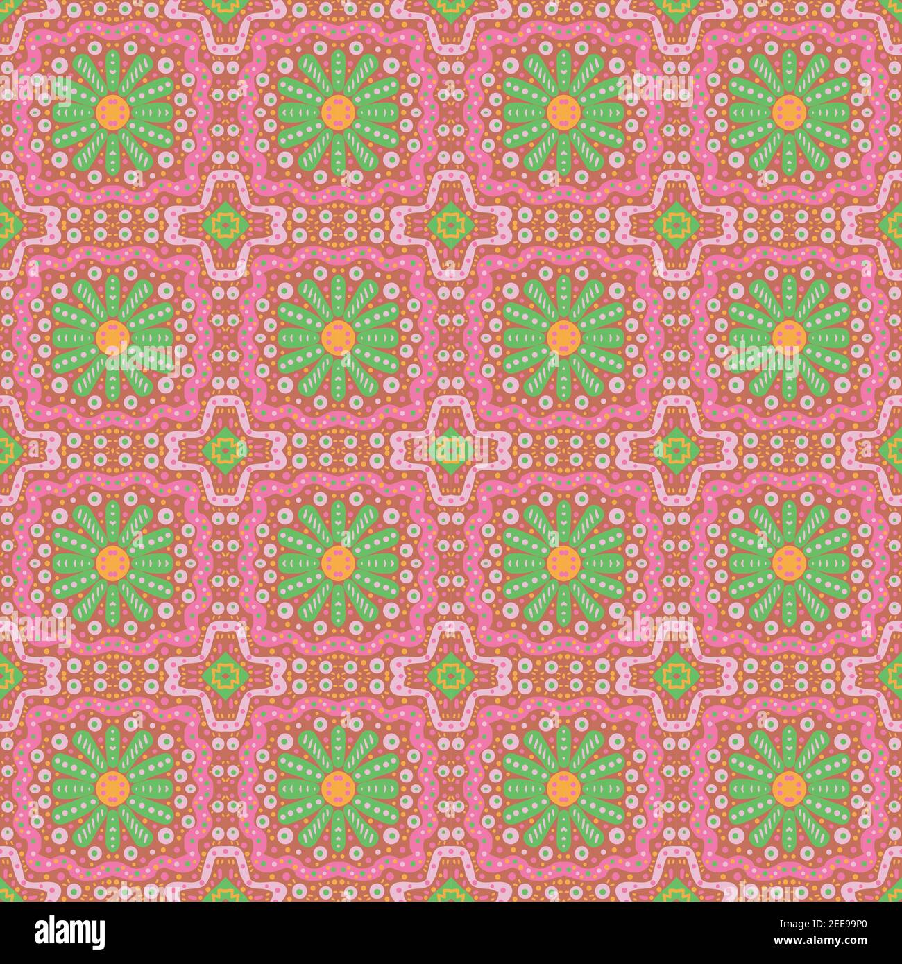 floral seamless vector pattern in pink and green Stock Vector Image ...
