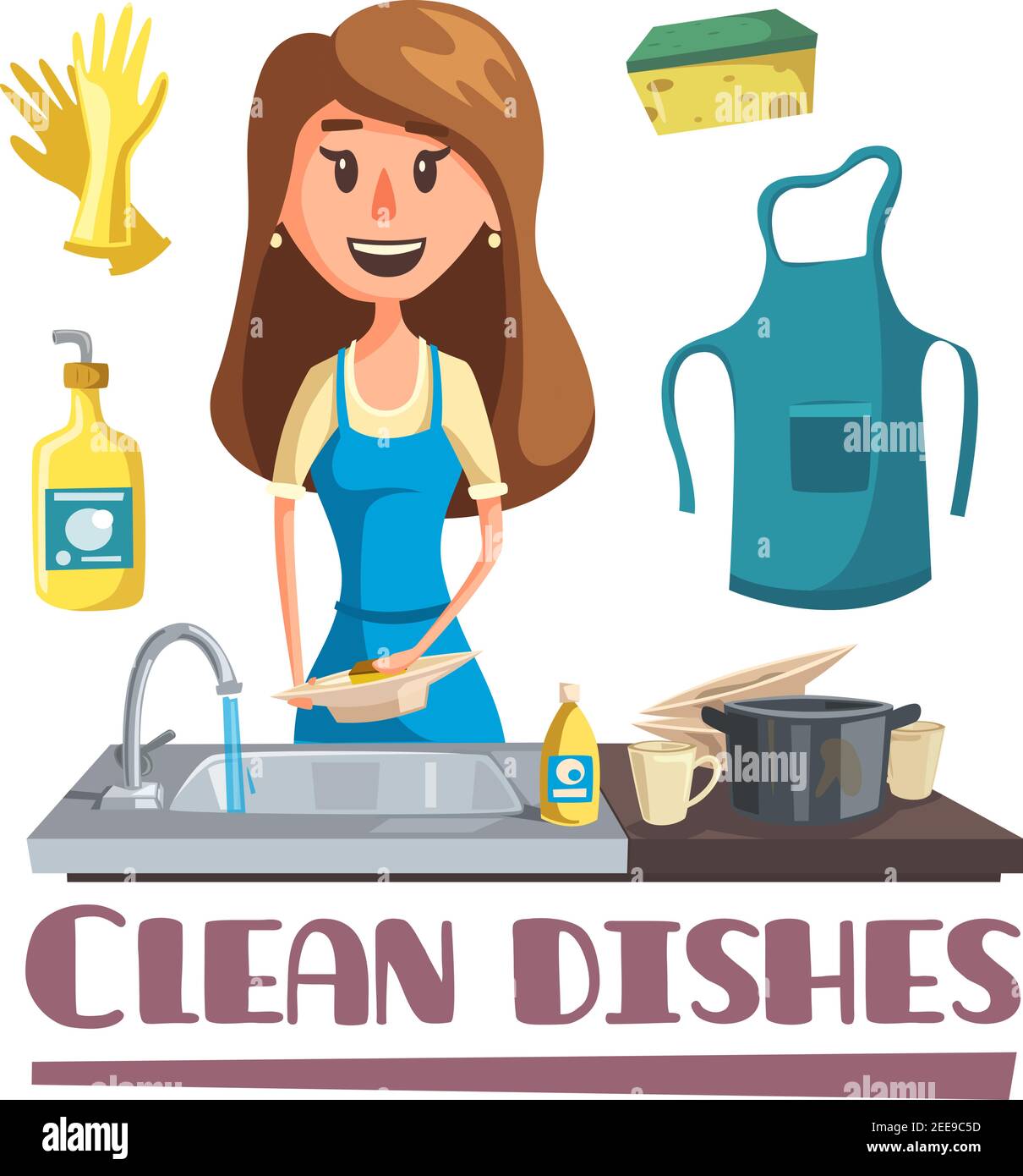 Dishes in dishwasher Stock Vector Images - Alamy