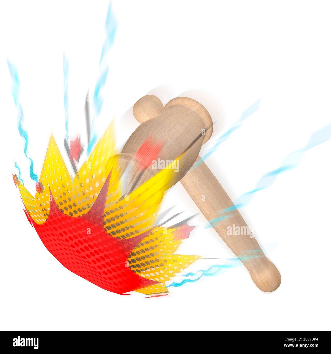 3D Rendering of a Wooden Hammer Smashes Stock Photo - Alamy