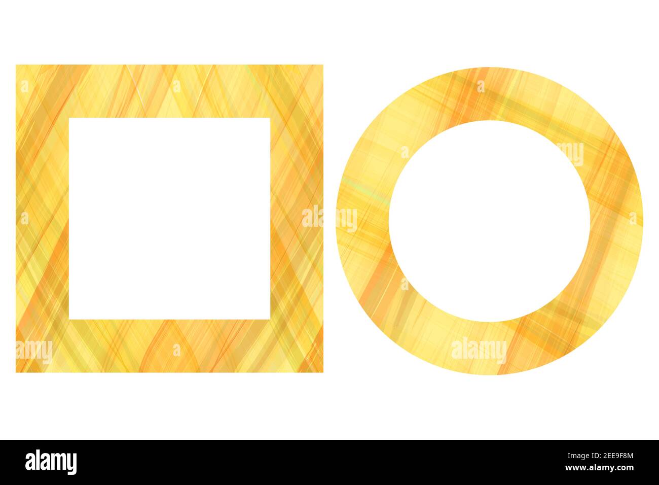 Orange, yellow watercolor painting art frame. Set of textured borders ...