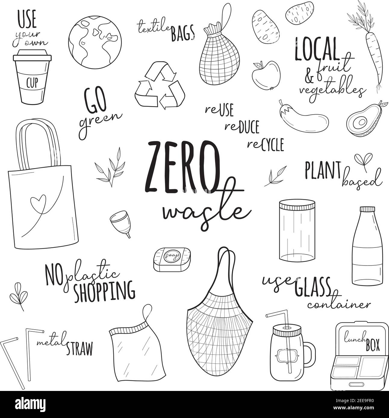 Zero waste vector illustration set Stock Vector Image & Art - Alamy