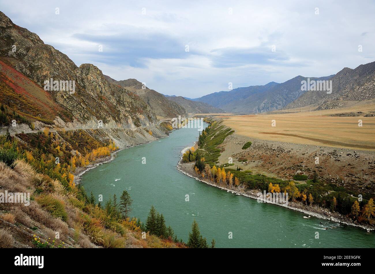 Beautiful river flows along steep hi-res stock photography and images ...