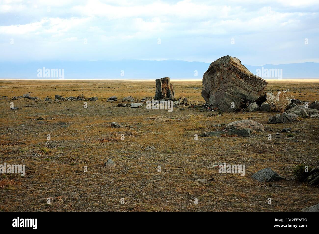 Remains of a draeney stone sanctuary in the endless steppe ...