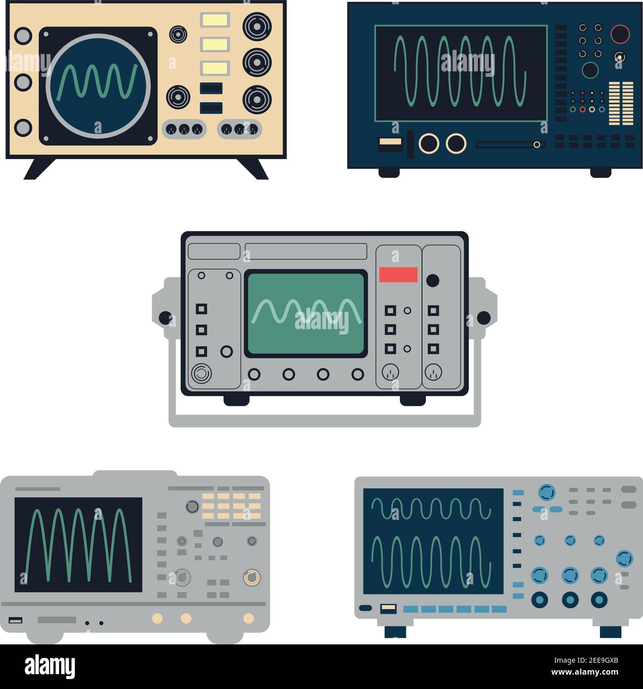 set of oscilloscope old and new. vector 2d Stock Vector Image & Art - Alamy