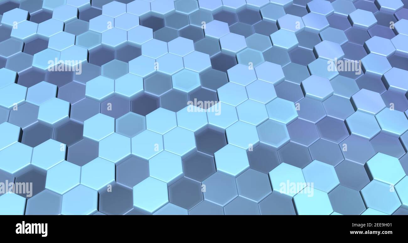 blue background with retractable hexagonal 3d tiles Stock Photo - Alamy